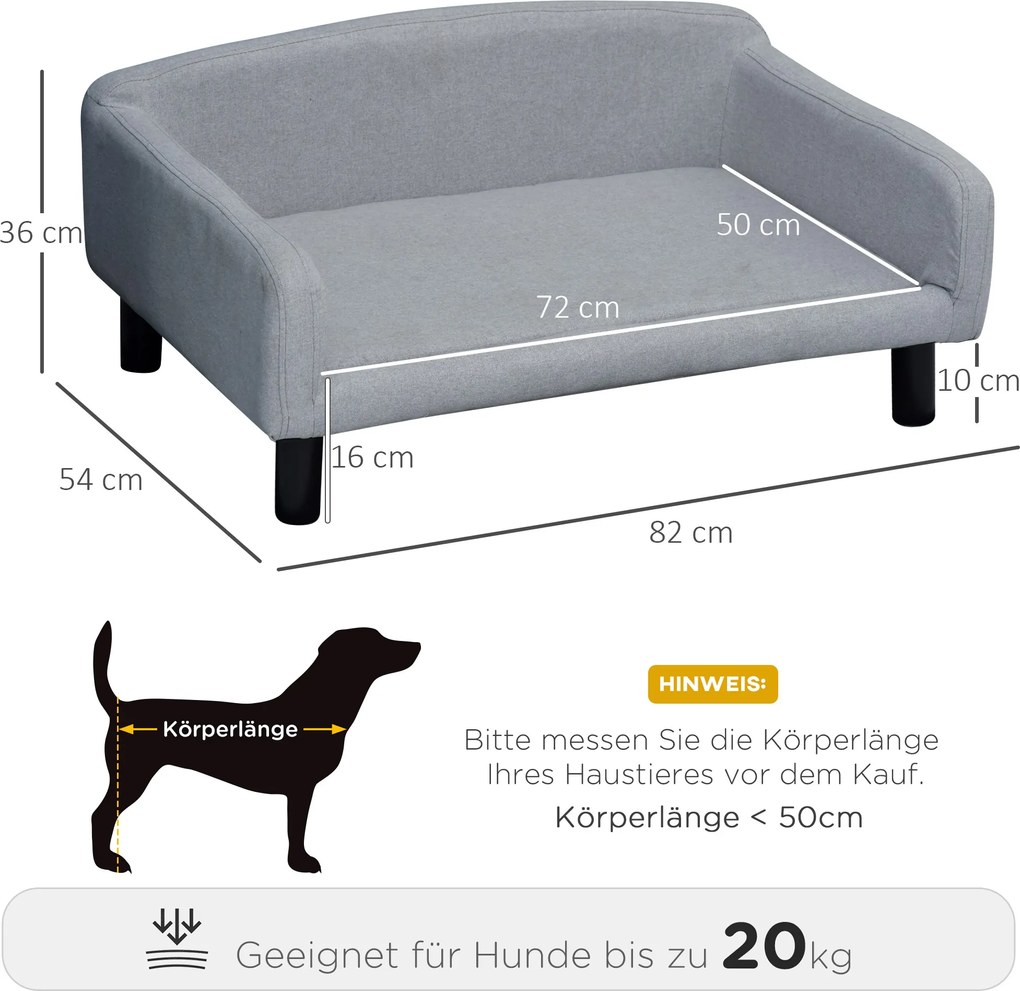 PawHut pohovka pro psy stylová pohovka s potahem a dřevěnými nohami 82x54x36cm pro malé psy a kočky | Aosom.de