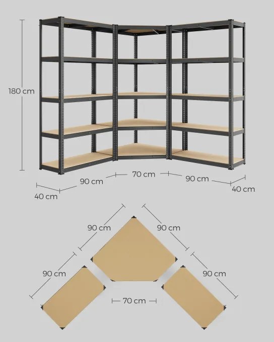 Policový regál 90x90x180 cm GLR070B03