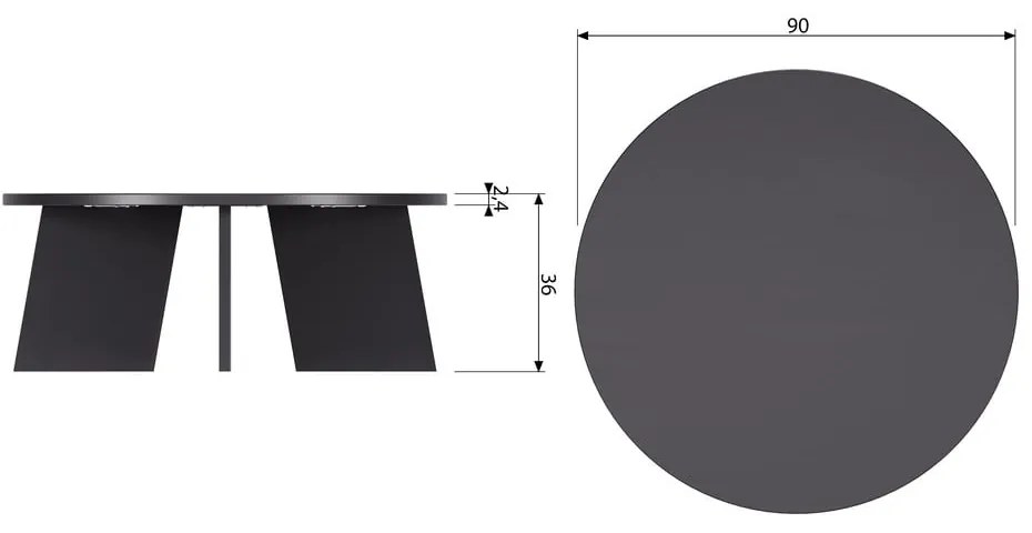 Černý kulatý konferenční stolek ø 90 cm Fries – WOOOD