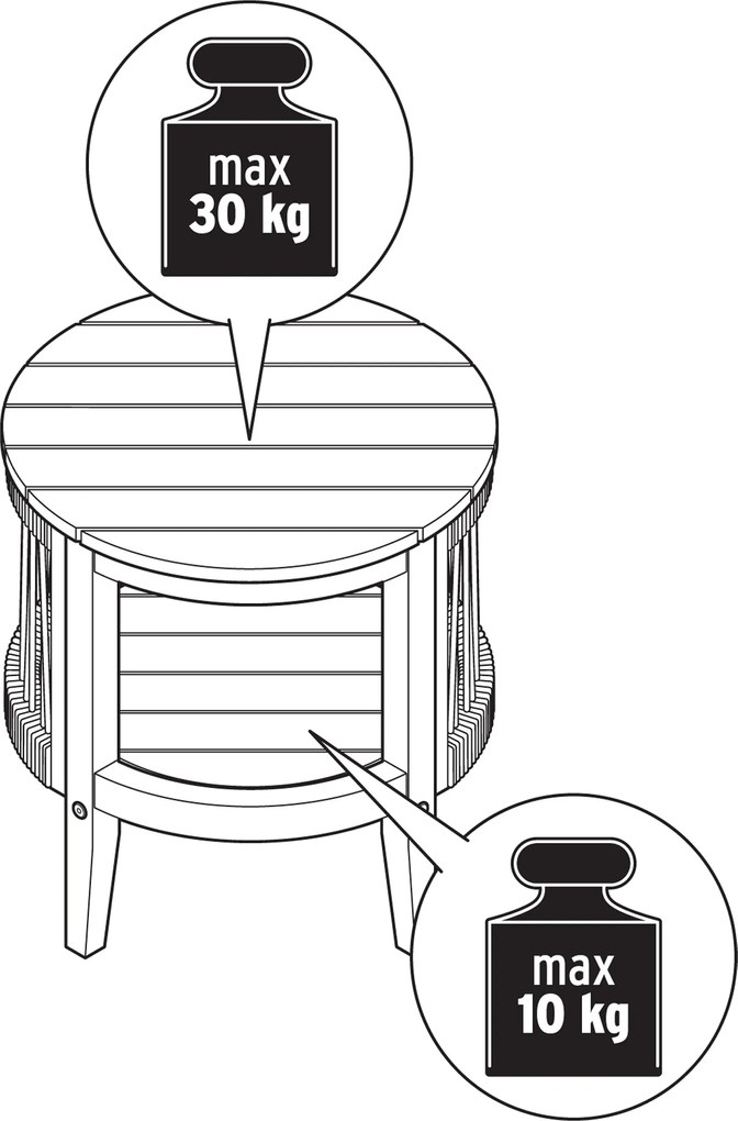 Tchibo - Zahradní odkládací stolek s odnímatelnou deskou - barva: hnědá