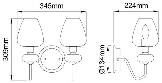 Elstead DL-ARMAND2-AB - Nástěnné svítidlo ARMAND 2xE14/40W/230V černá/mosaz