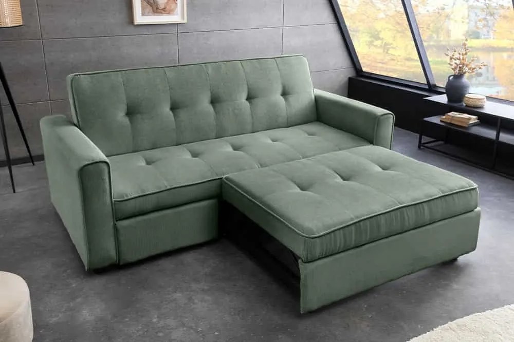 Designová rozkládací sedačka Zaragoza 180 cm zelený manšestr