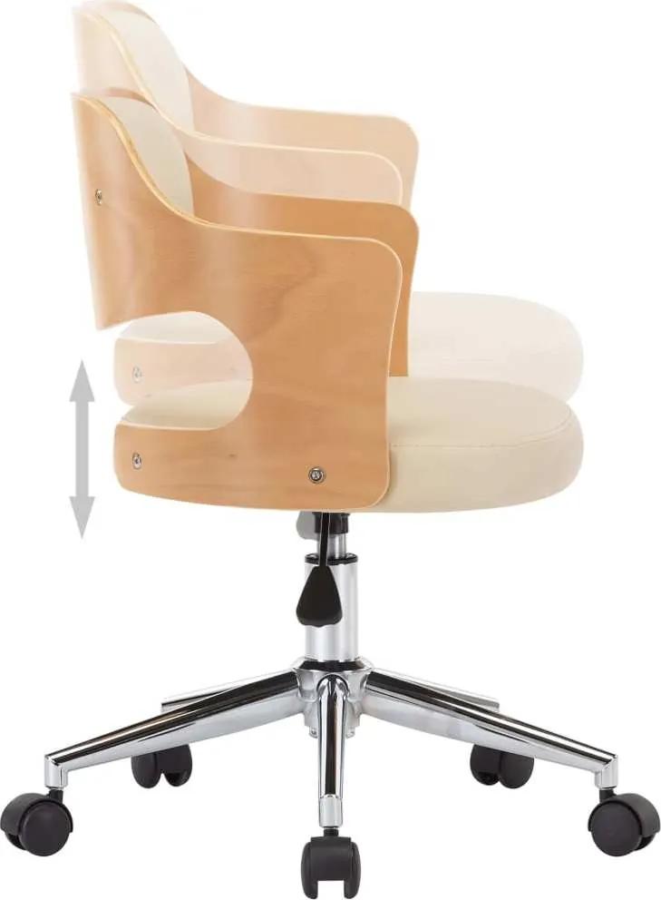 vidaXL Otočná jídelní židle ohýbané dřevo a textil [287429] Barva: Bílá