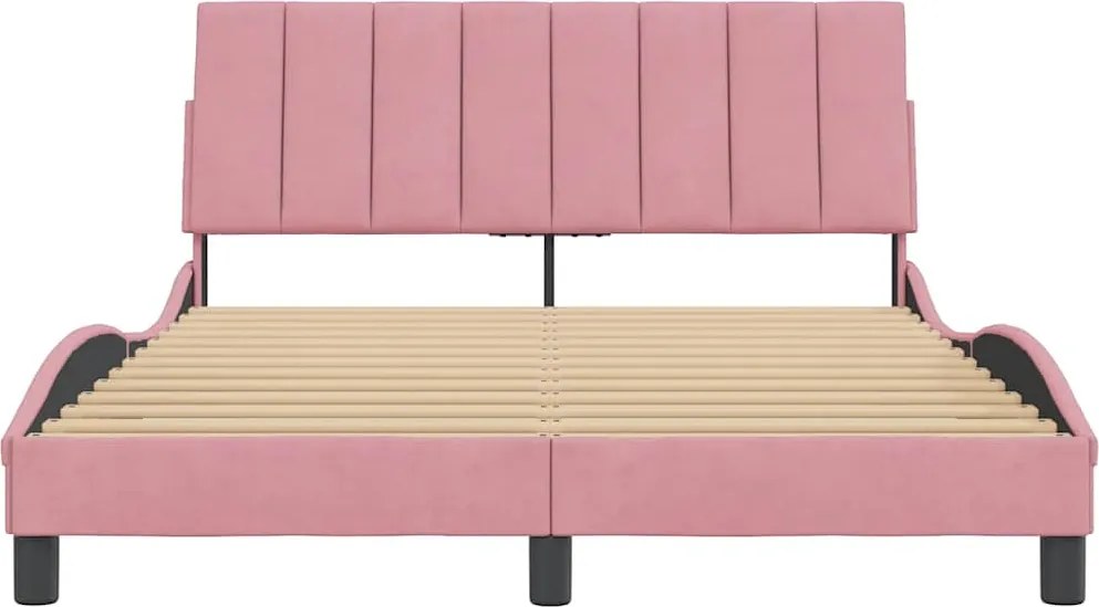 Rám postele bez matrace Hanko růžový 140x200 cm samet 3207854