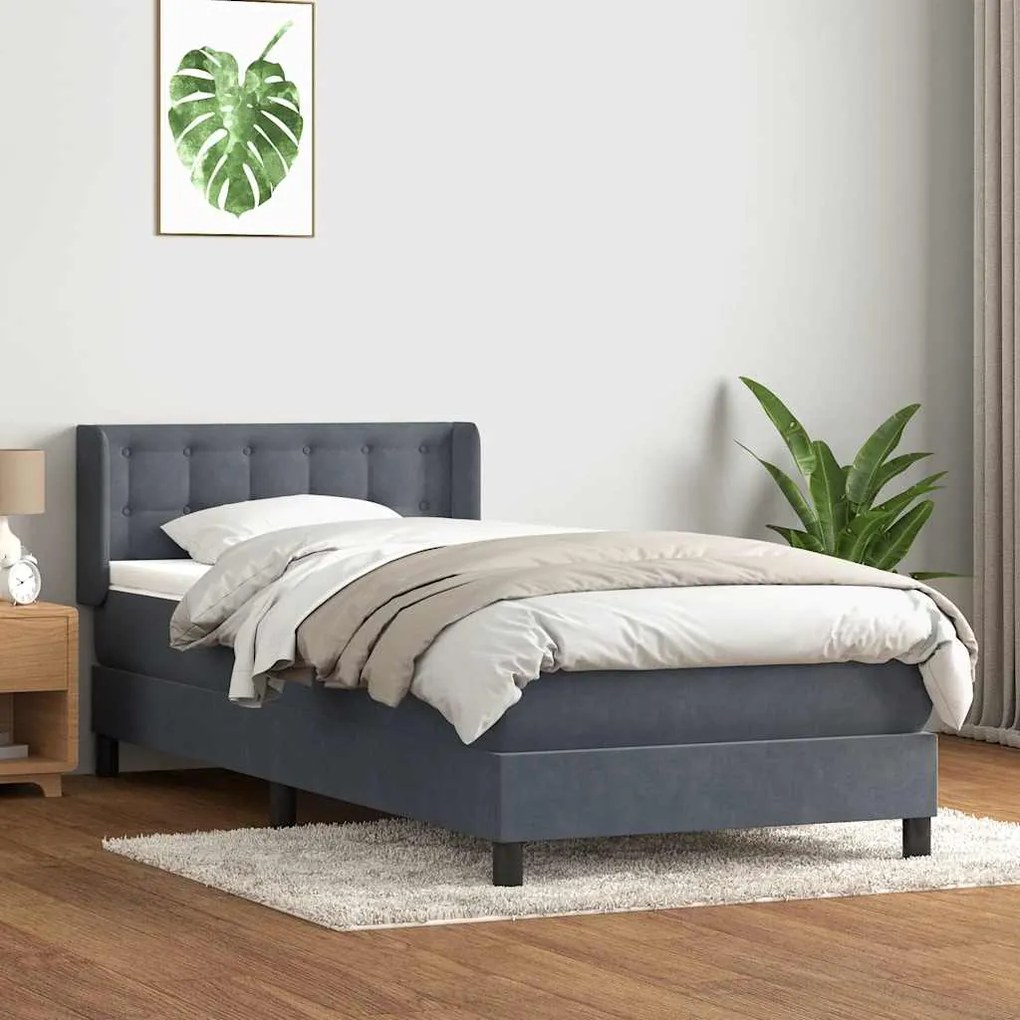 Box spring postel s matrací tmavě šedá 80x220 cm samet 3318472