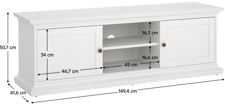 Kondela TV stolek, bílá, PARIS 77810