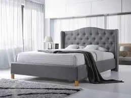 Šedá čalouněná postel ASPEN 140 x 200 cm
