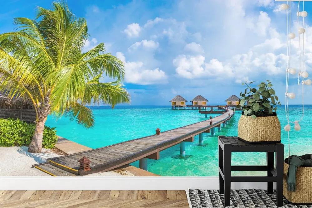 Fototapeta Tropické Prázdninové Domy Na Maledivách Hladký vinyl 152.5x104