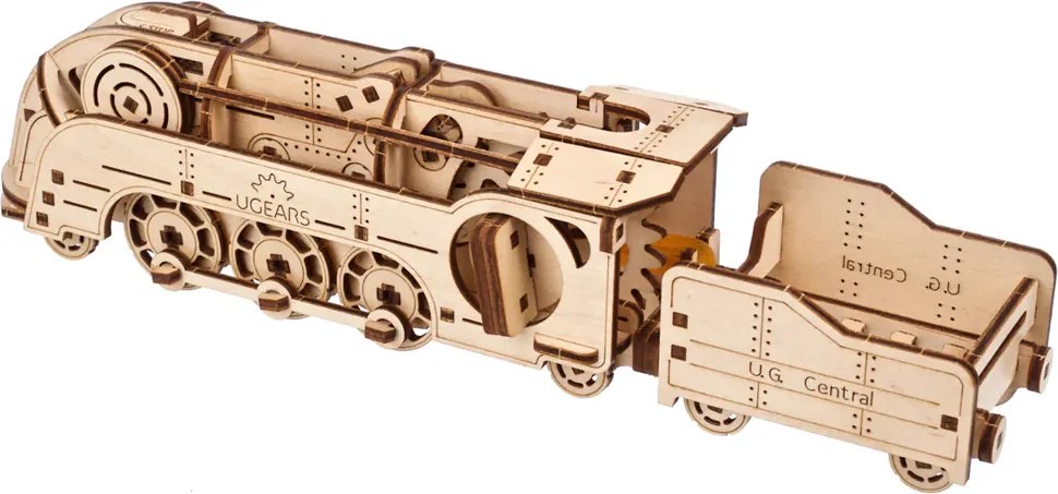 UGEARS MODELS Dřevěná 3D stavebnice mechanického modelu mini lokomotiva