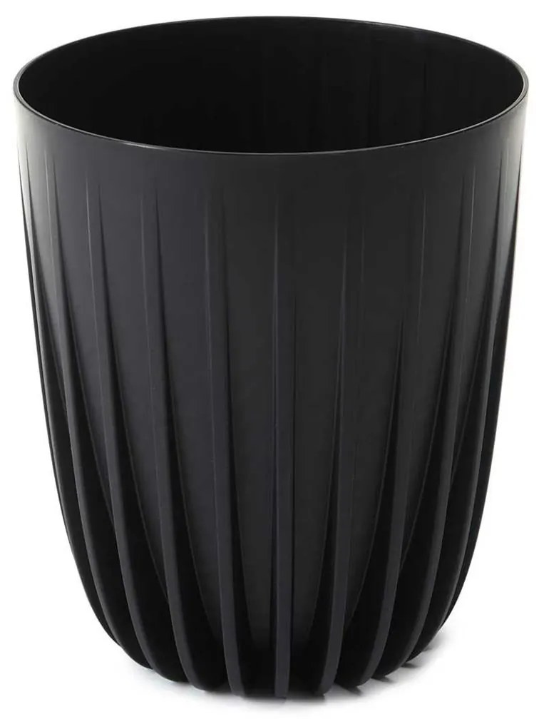 PLASTOVÝ KVĚTINÁČ STRIPPED ECO 30X25 CM ČERNÁ