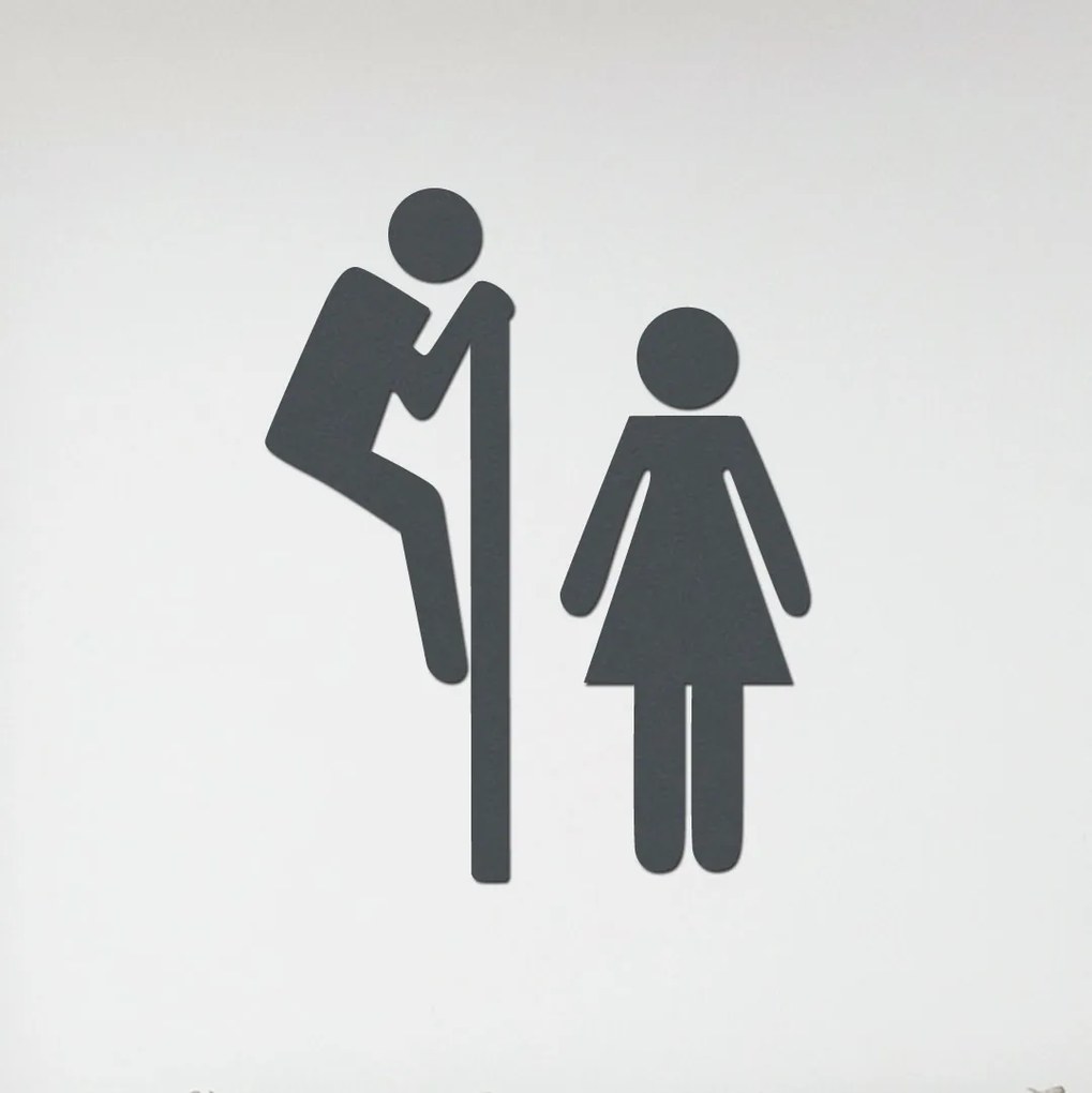 dřevo života Dřevěná samolepka na označení WC - Společná toaleta Zvolte rozměr (cm): 11x12, Zvolte barvu dekoru: Antracitová