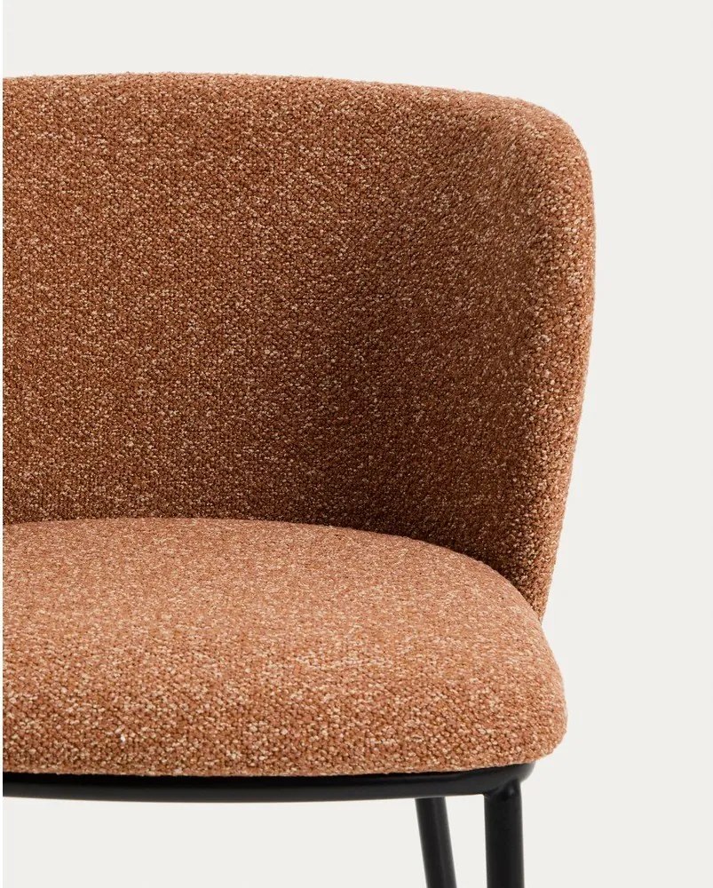 Čalouněná barová židle v terakotové barvě (výška sedáku 65 cm) Ciselia – Kave Home