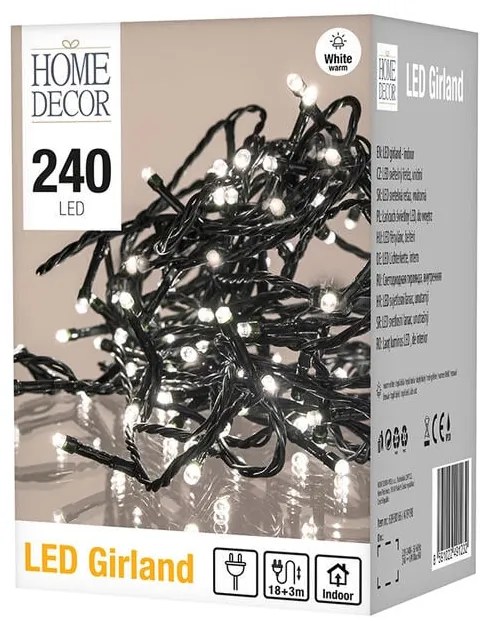 Světelný řetěz teplé bílé světlo 240 LED, 18 + 3 m