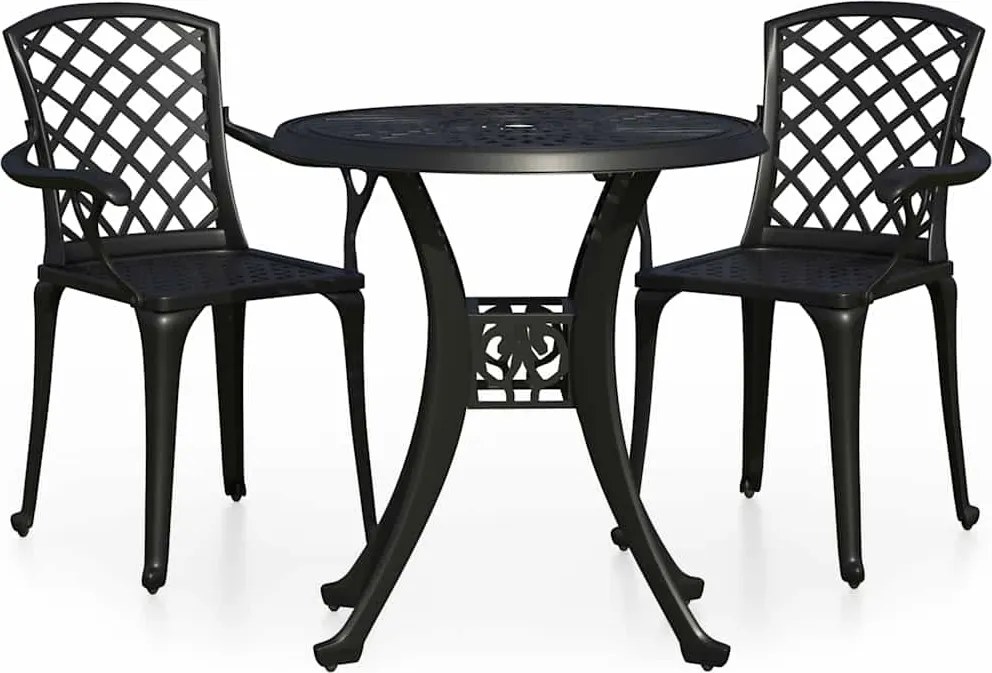 3dílný bistro set litý hliník černý 3070581