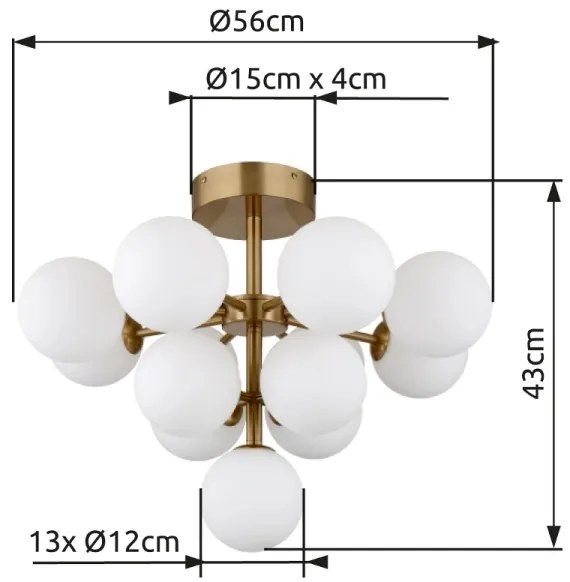 Globo 56143-13GD - Přisazený lustr GRAPPY 13xG9/5W/230V pr. 56 cm zlatá