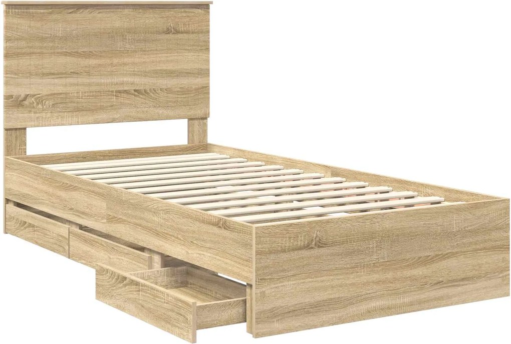 Rám postele s čelo Sonoma dub 100 x 200 cm Inženýrské dřevo 3411147