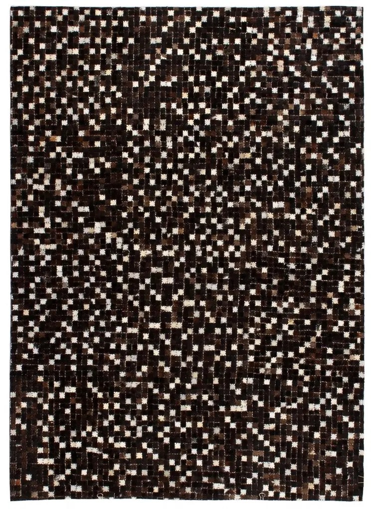 132601 vidaXL Koberec patchwork pravá kůže 160x230cm čtverce černobílý