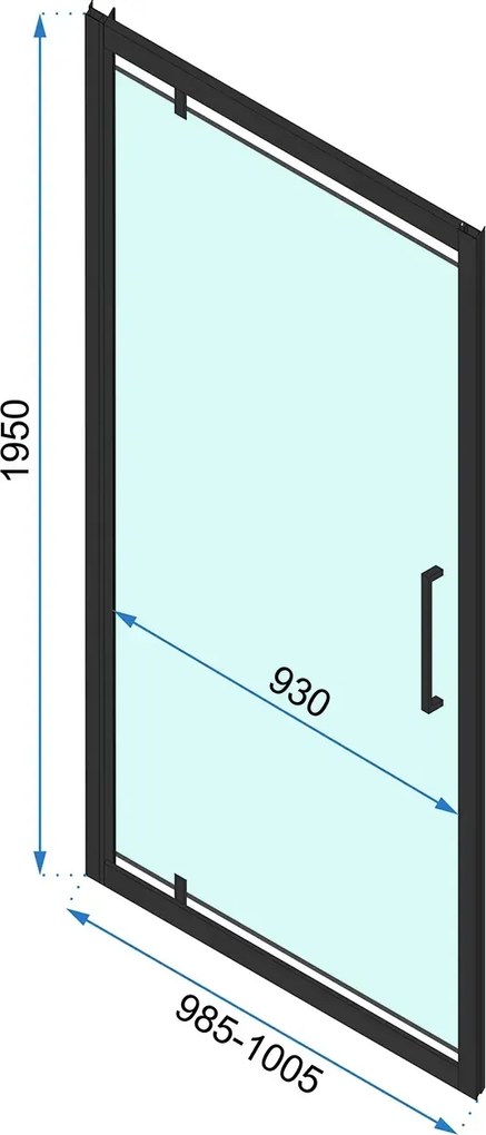Rea Rapid Swing, 1-křídlé sprchové dveře 1000x1950 mm, 6mm čiré sklo, zlatý profil, REA-K5619