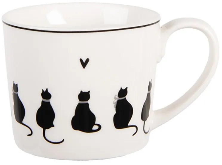 Bílý porcelánový hrneček s kočičkami a srdíčkem Paws – 275 ml