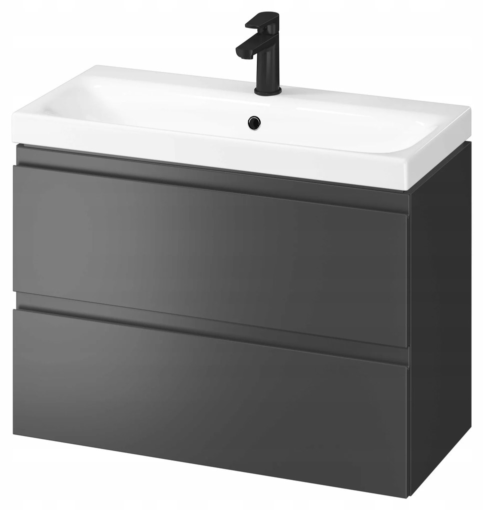 Cersanit Moduo SET, závěsná skříňka 80x45x62 cm + umyvadlo 80cm, antracitová matná, S801-487-DSM