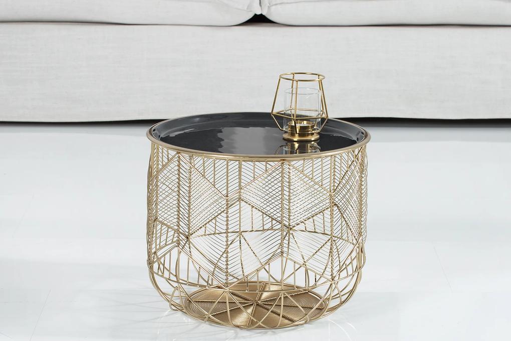 Noble Home Odkládací stolek Stomur, 36 cm, zlatý, šedý