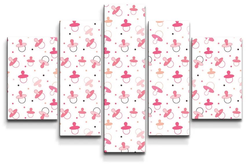 Sablio Obraz - 5-dílný Růžové dudlíky - 125x90 cm