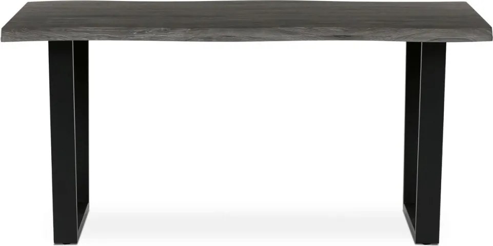 Stůl jídelní, MDF deska, kovová nohy ve tvaru U, dekor šedý dub, černý matný lak (160 x 90) cm