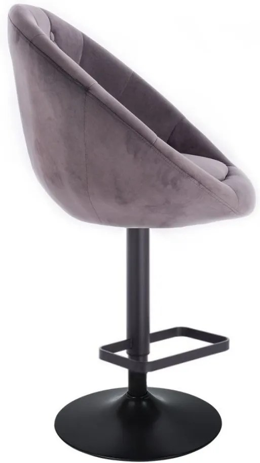 LuxuryForm DESIGN Barová židle VERA VELUR na černé kulaté podstavě - tmavě šedá