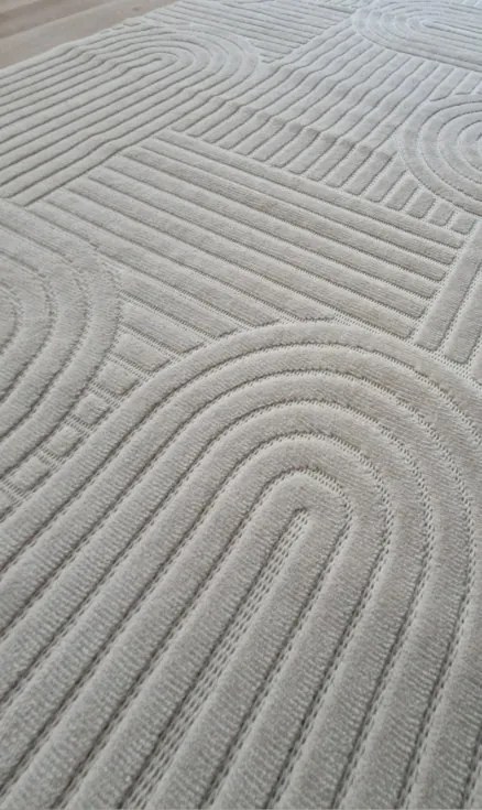 HU Moderní béžový koberec TWIST BEIGE 31368A Rozměr: 60x100 cm