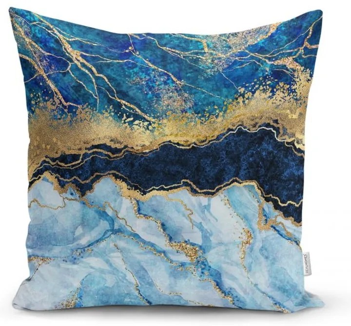 Povlak na polštář Minimalist Cushion Covers Marble With Blue, 45 x 45 cm