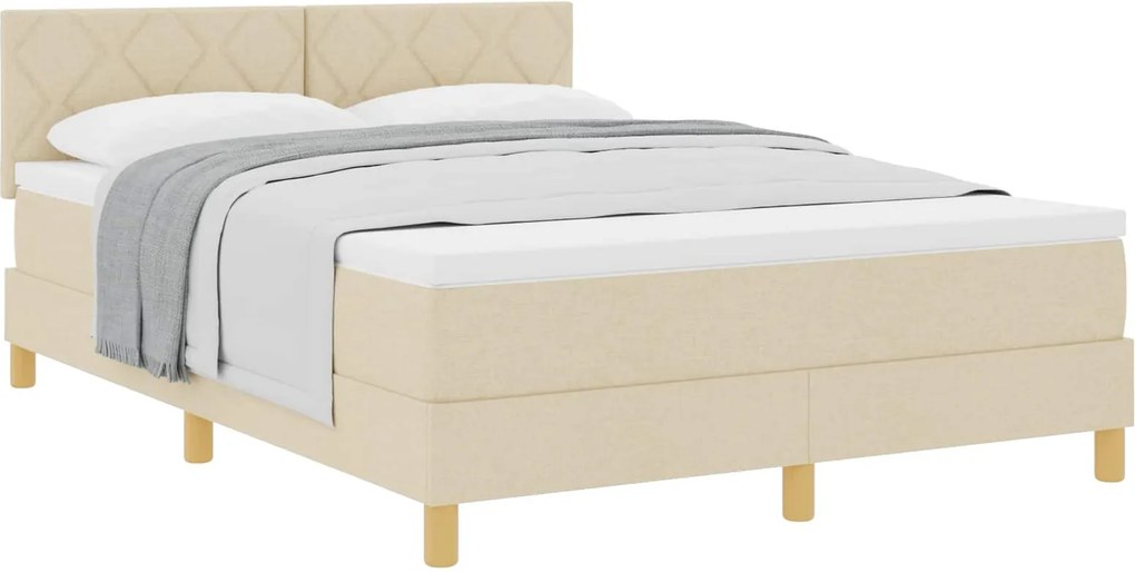 Postel s boxspringem s polštářem Krémová 160 x 200 cm textil 3339012