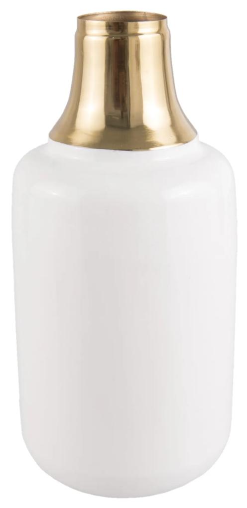 PRESENT TIME Velká bílo zlatá váza Shine ∅ 14 cm × 33 cm