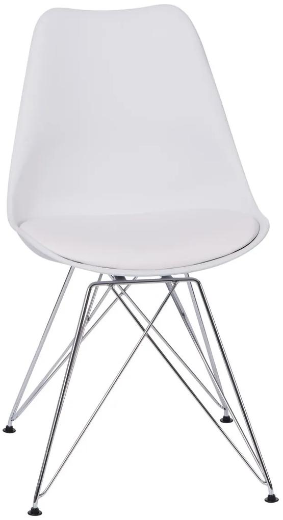 Culty Bílá plastová židle DSR s čalouněným sedákem