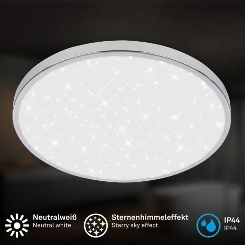 LED stropní svítidlo BRILONER Tak průměr 33cm 22W IP44 hvězdné nebe chrom 3934018
