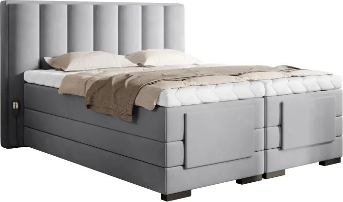 Kontinentální postel VENETA boxspring s elektrickým polohováním 200X180, šedá (Sola 04)