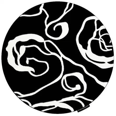 Kulatý koberec HAMPTON Rosa růže, květiny černý velikost kruh 200 cm | krásné koberce cz