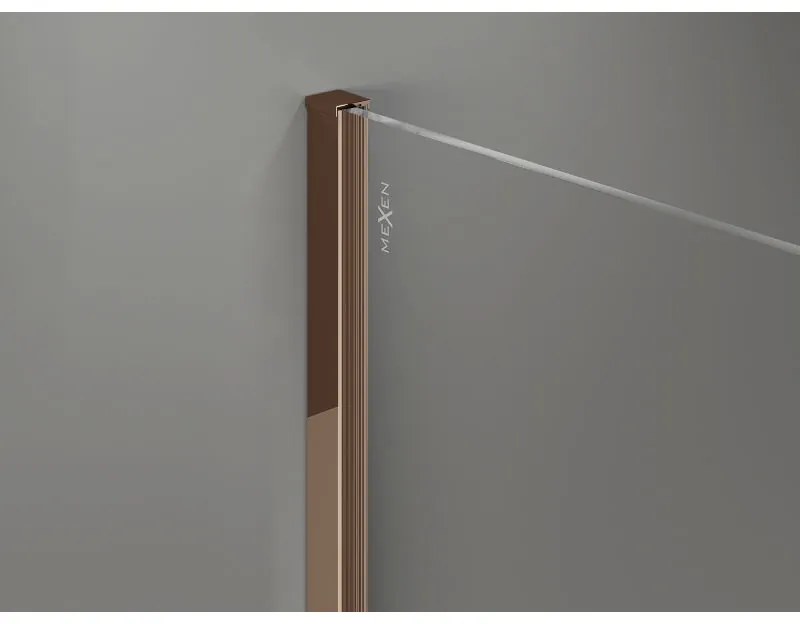 Mexen, Mexen Kioto-X sprchová stěna 110 x 200 cm, matná 10 mm, růžové zlato - 800-110-101-60-30-X