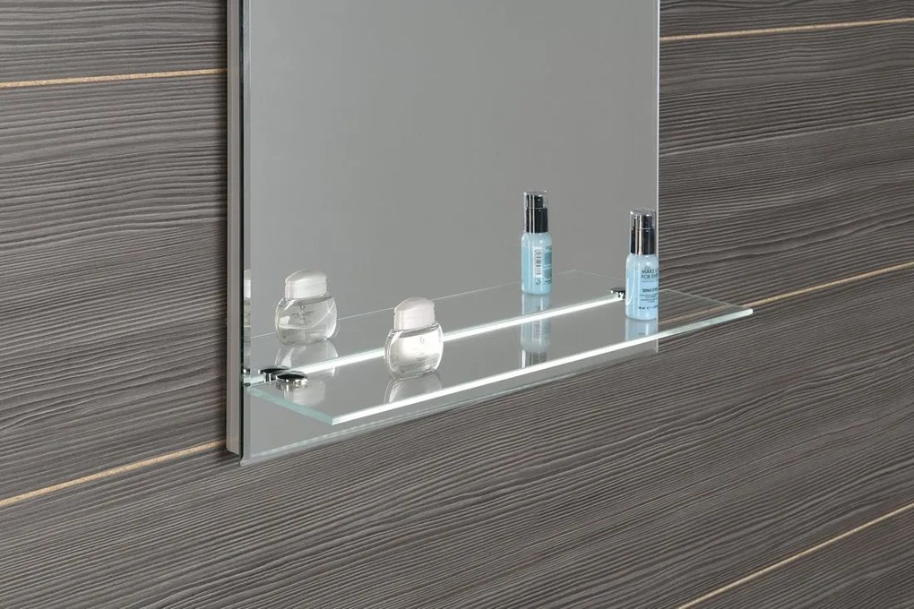 Aqualine, LED podsvícené zrcadlo 60x80cm, skleněná police, knoflíkový vypínač, ATH53