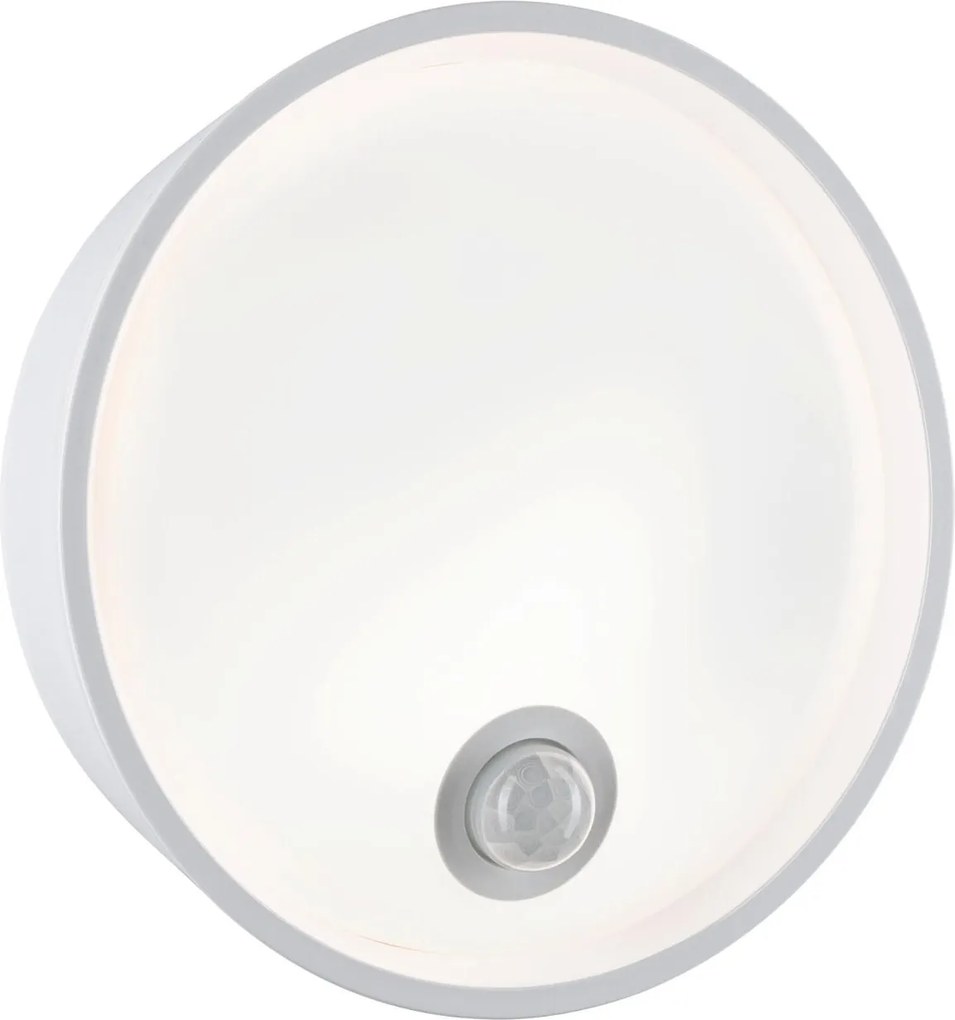 P 94699 LED venkovní nástěnné svítidlo Platomo pohybové čidlo IP44 kruhové 180mm 3000K 14,5W 230V bílá umělá hmota - PAULMANN