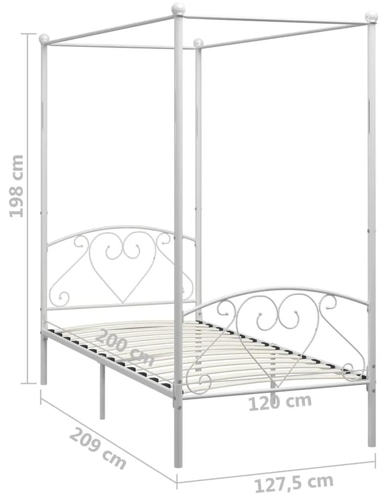 vidaXL Rám postele s nebesy bílý kovový 120 x 200 cm