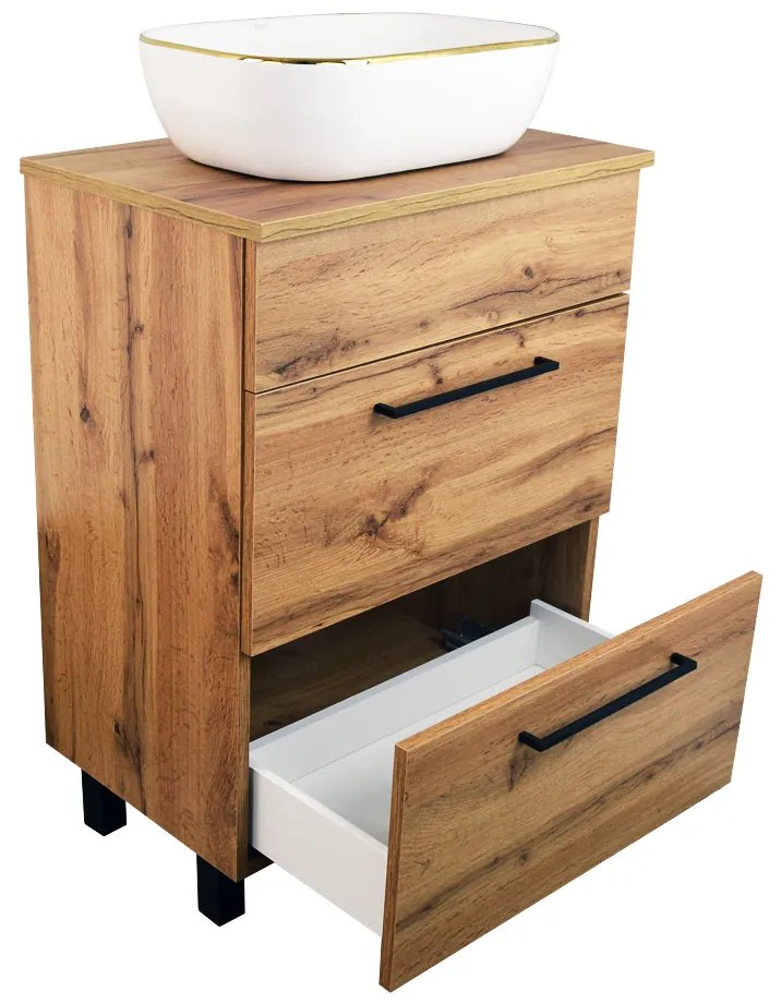 Comodo Koupelnová skříňka pod deskové umyvadlo Solero OW 60-HD, dub wotan