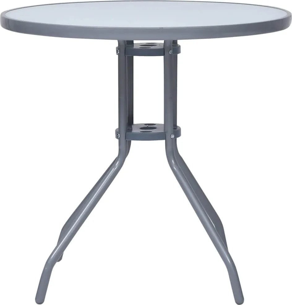 Zahradní stůl světle šedý 80 cm ocel a sklo 312215