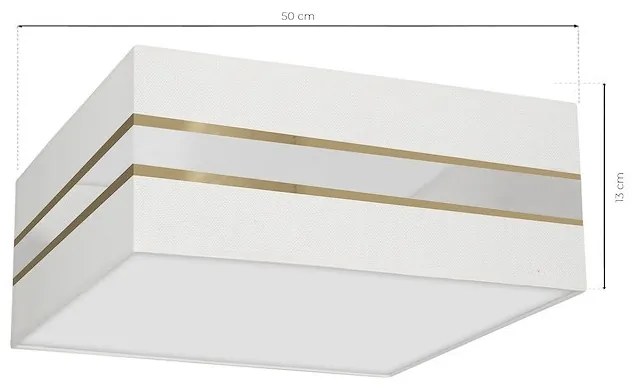 Stropní svítidlo Ultimo Square, 1x bílé/zlaté textilní stínítko, (bílé plexisklo), (50 cm)