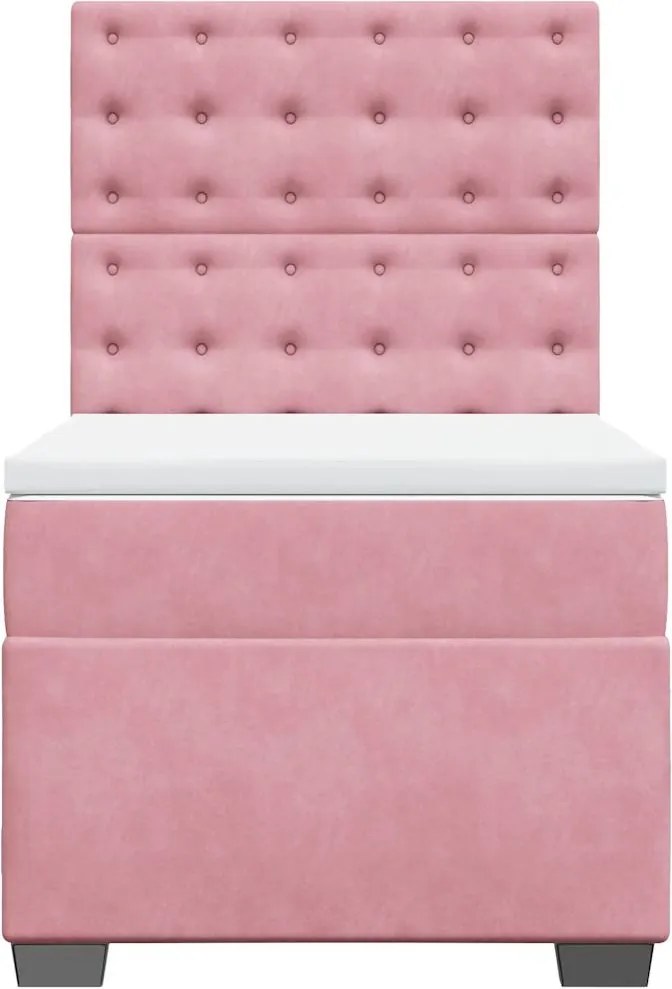 Box spring postel s matrací růžová 100x200 cm samet 3293151