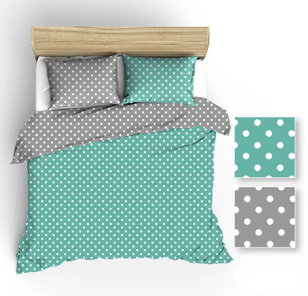 Inny Bavlněné povlečení 160x200 R037 mint grey white peas 35N 45N