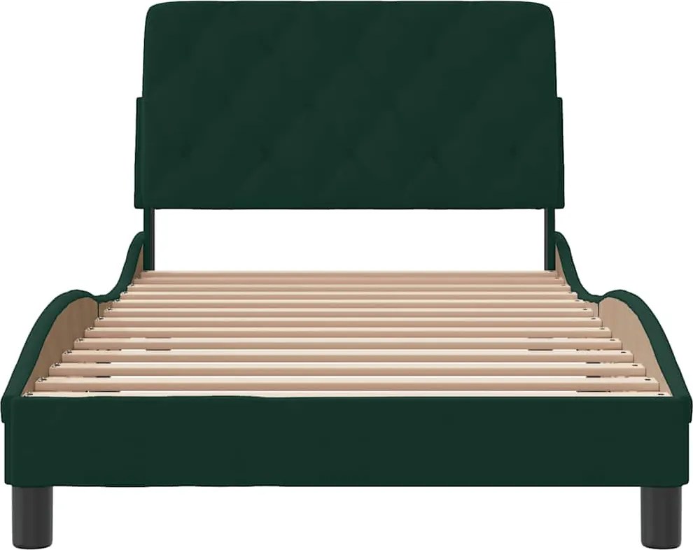 Rám postele bez matrace tmavě zelená 100 x 200 cm samet 3207908