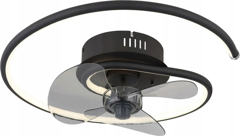 Stropní ventilátor s Led Koren 30W černý mat s dálkovým ovládáním Globo