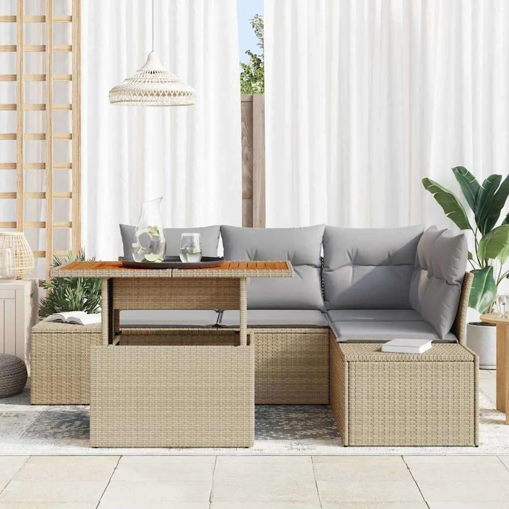 Sada zahradních pohovek 5 ks Beige a šedá 3349958