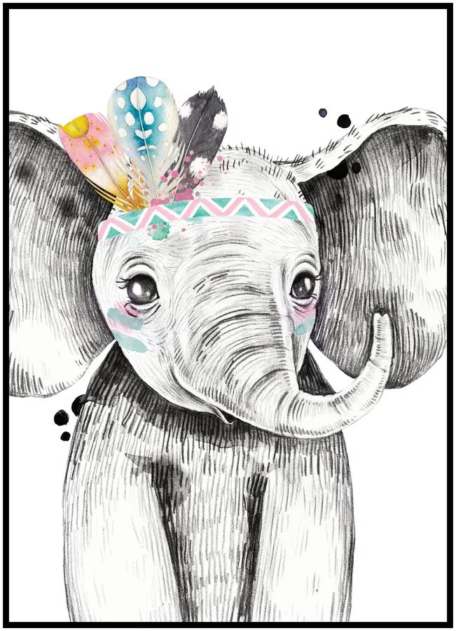 Plakát Sloník Rozměr plakátu: 50 x 70 cm, Varianta sloníka: Sloník s kytičkou