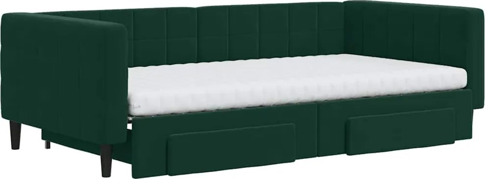 Válenda s přistýlkou a zásuvkami tmavě zelená 100x200 cm samet 3196772